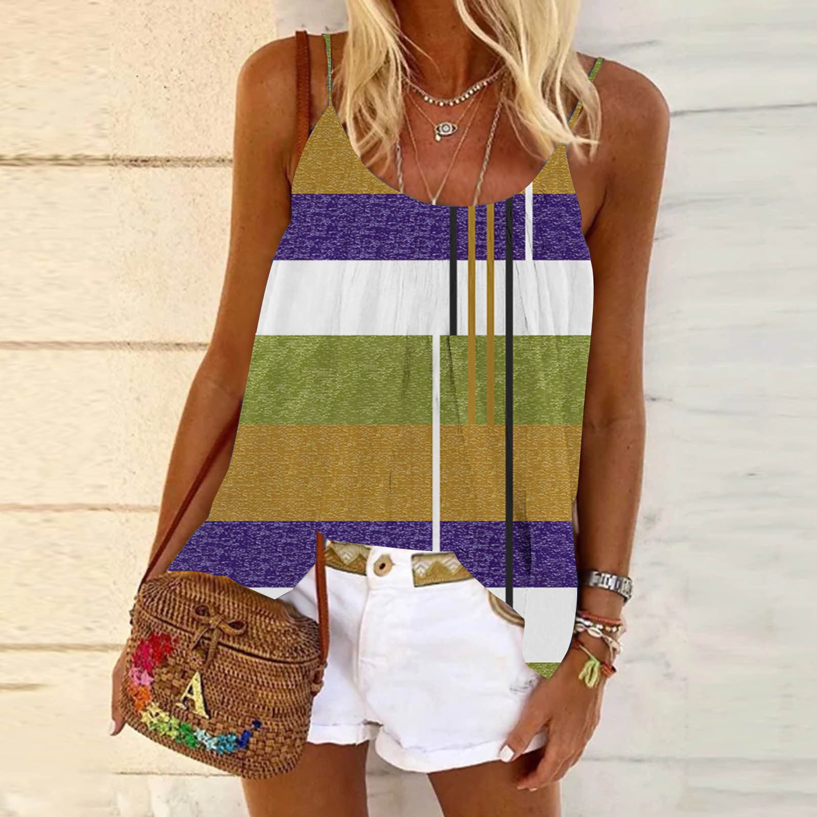 Munlar Tank Tops for Women Pleated Army Green Spaghetti Straps ...