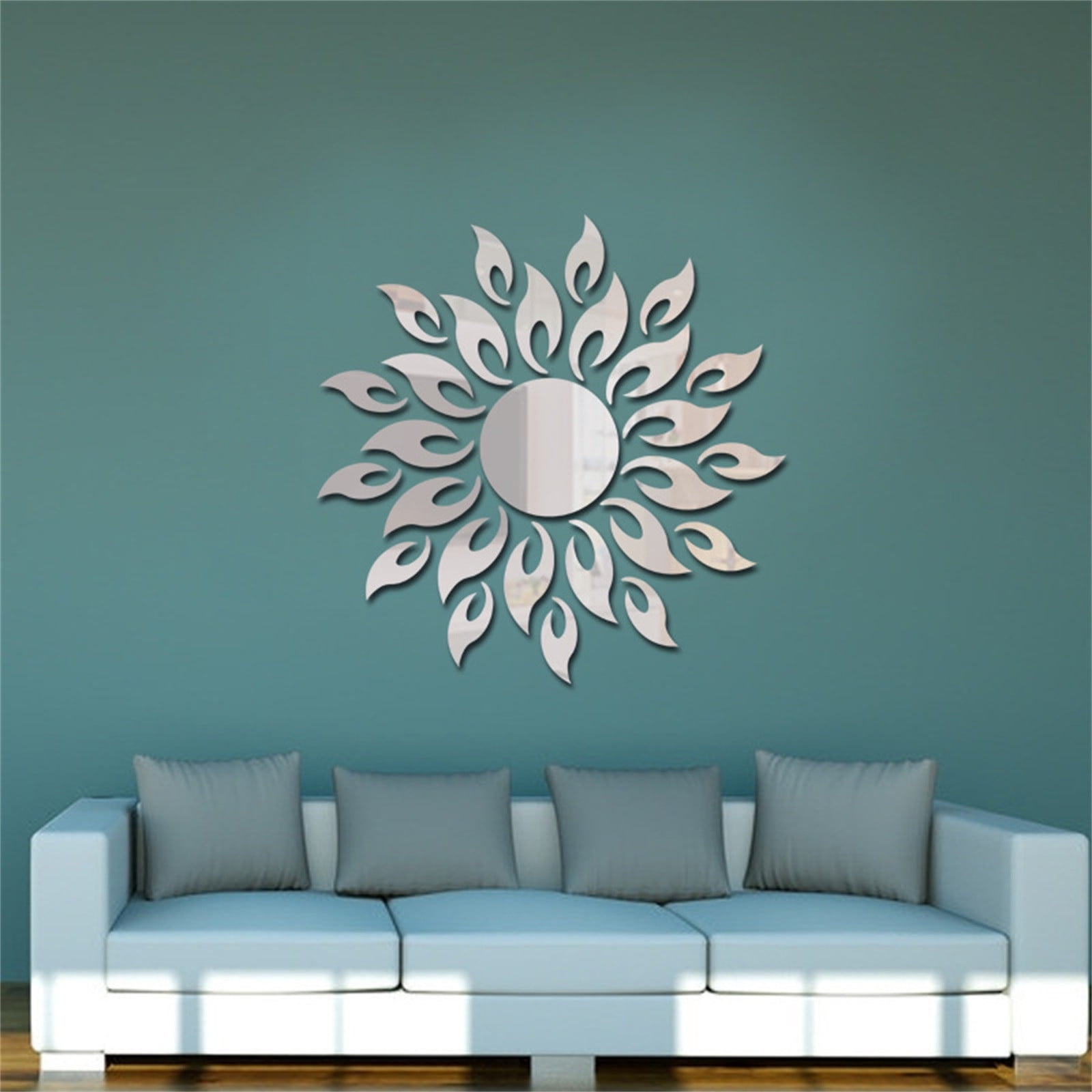 Munlar Wall Decals Peel and Stick,Acrylic DIY Silver Golden Flower ...