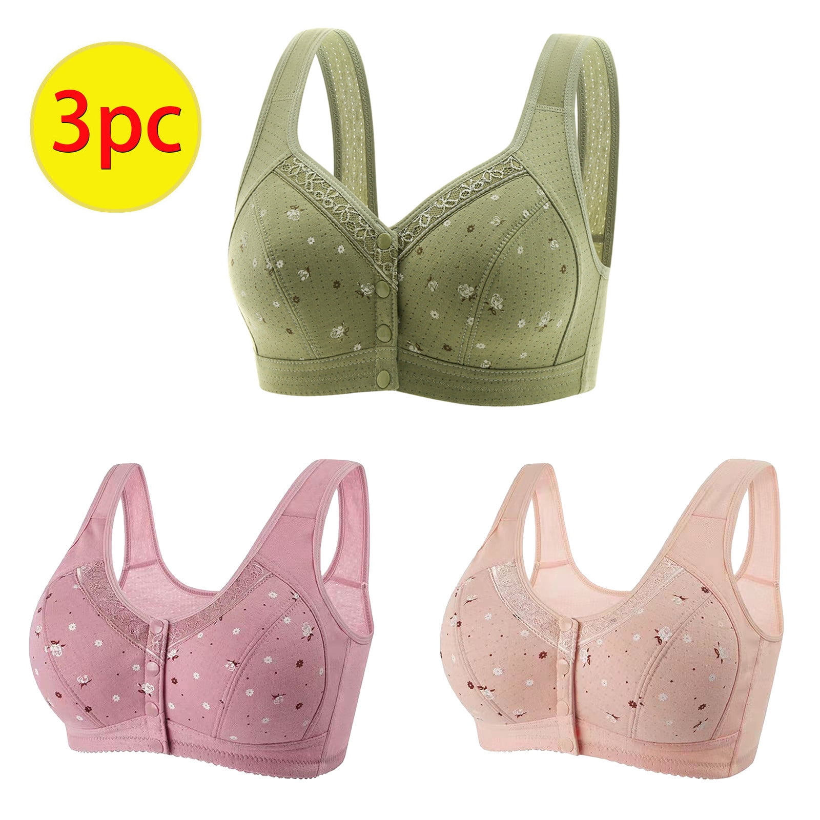 Munlar Wire-Free Women's Bra Lace Breathable Large Size Underwear 3 ...