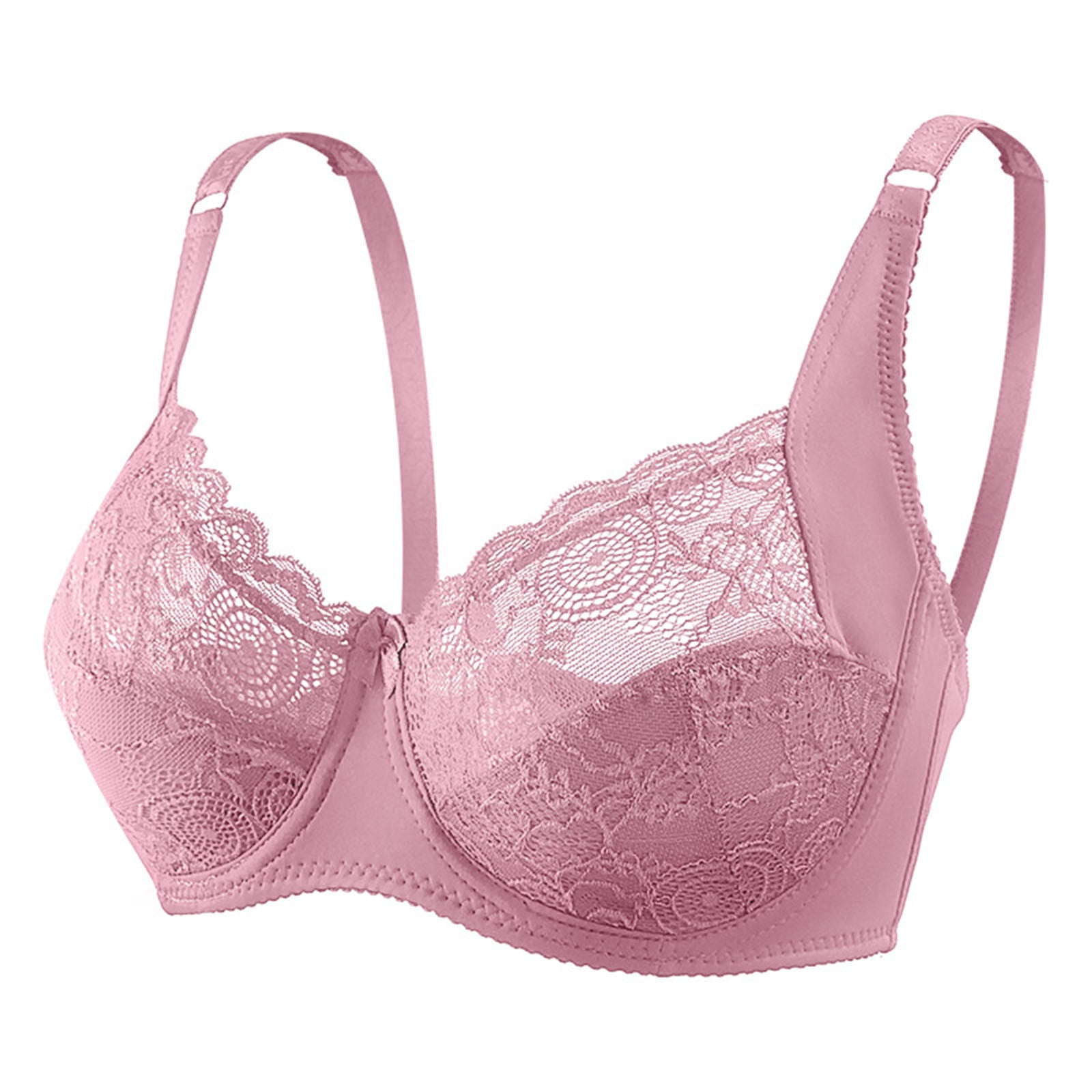 Munlar Wire-Free Women's Bra Push-Up Pink Lightly Lined Sexy Bra Lace ...