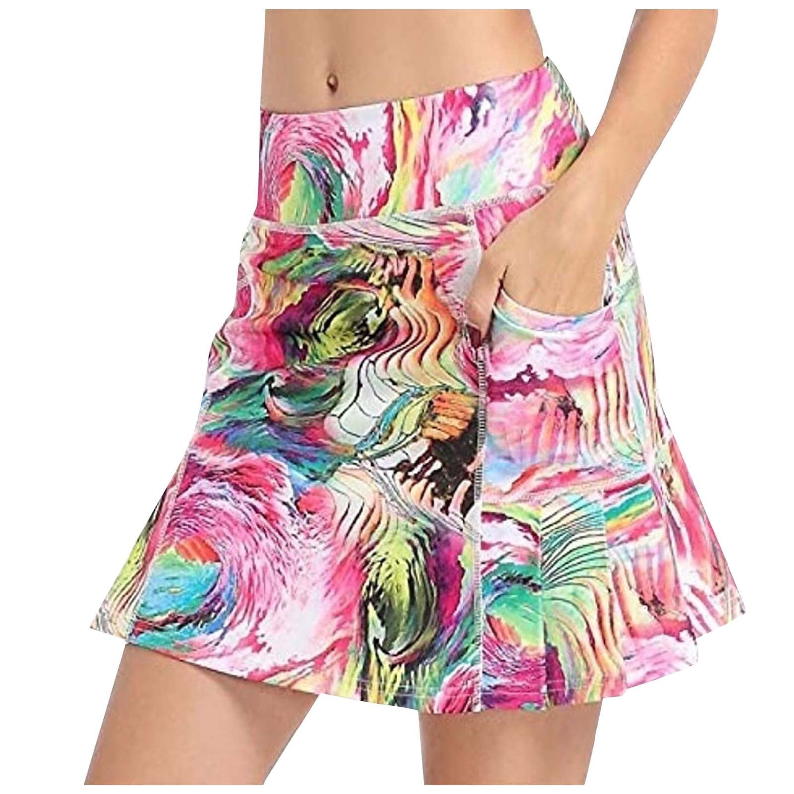 Munlar Women's Golf Skorts Pull On Casual Fitness High Waisted Floral ...