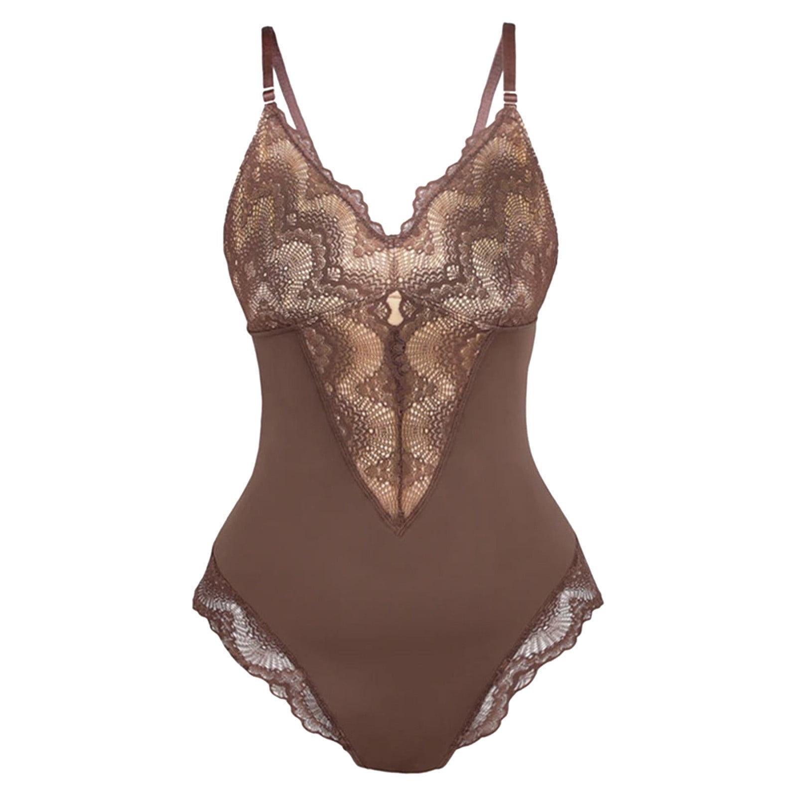 Munlar Womens Lingerie Sheer Floral Lace Strappy Teddy Bodysuit