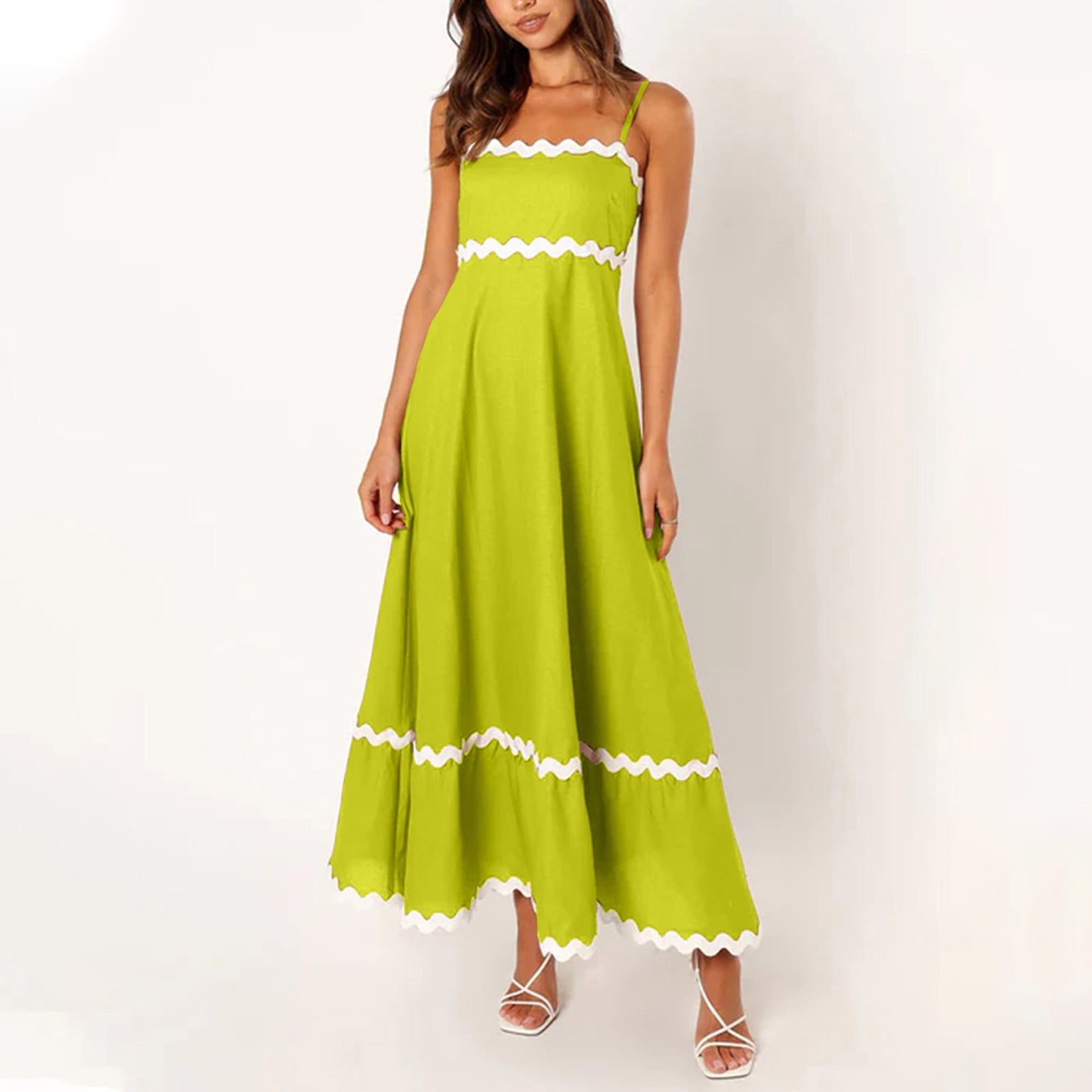 Munlar Women's Slip Dress Sleeveless Square Neck Dress Summer Casual A ...