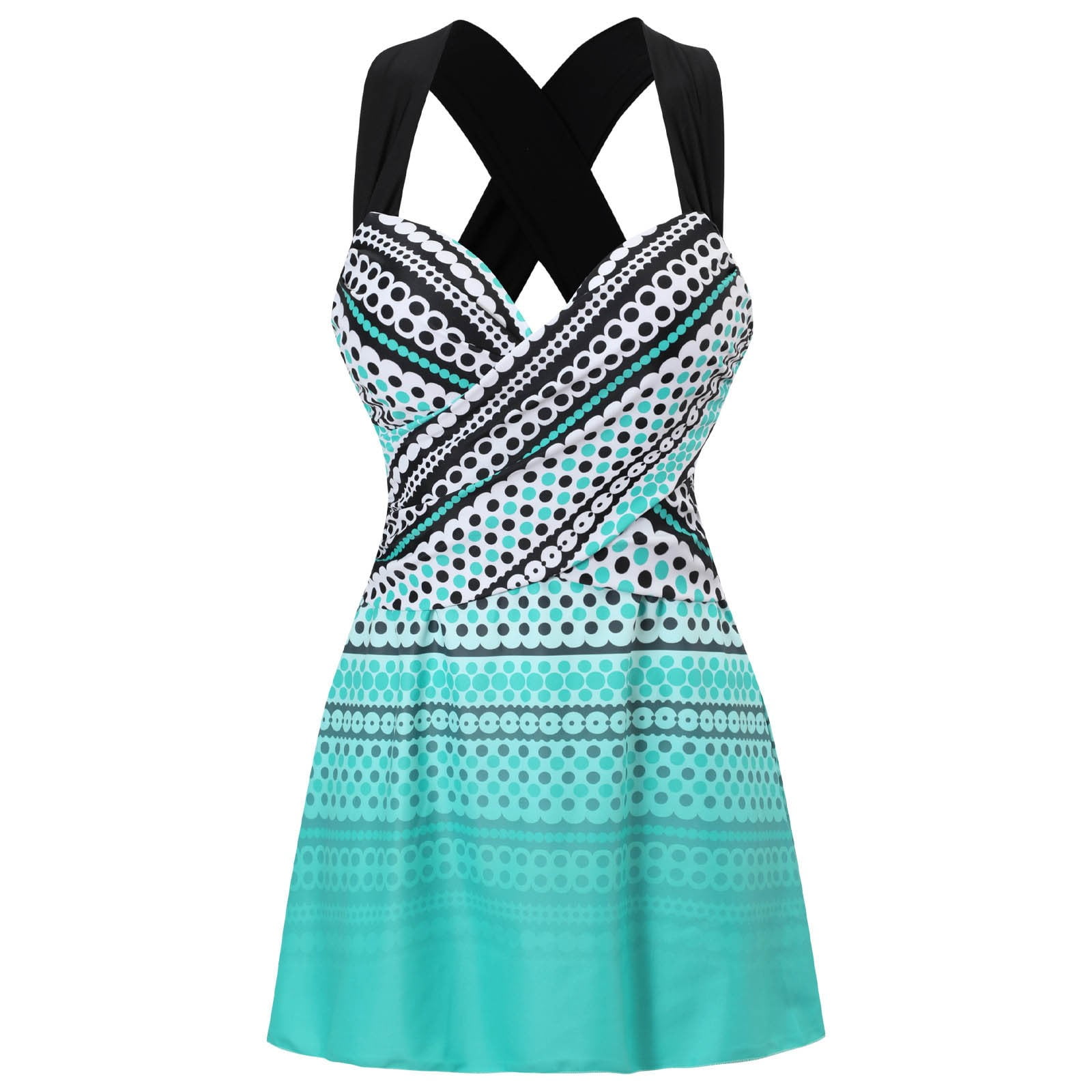 Munlar Womens Swimdress Floral Print Strappy Back Criss Cross Split