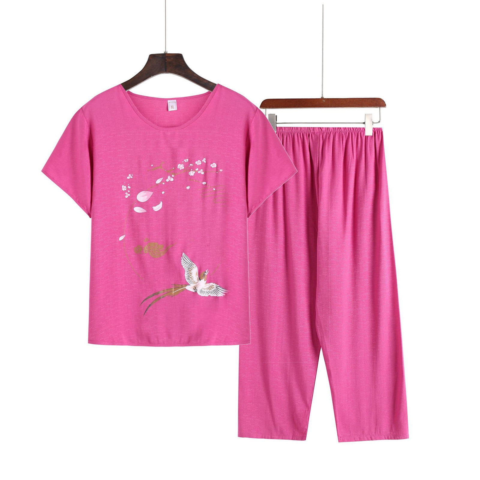 Munlar Women's Tops and Long Pants Loungewear Plus Size Loose Hot Pink ...
