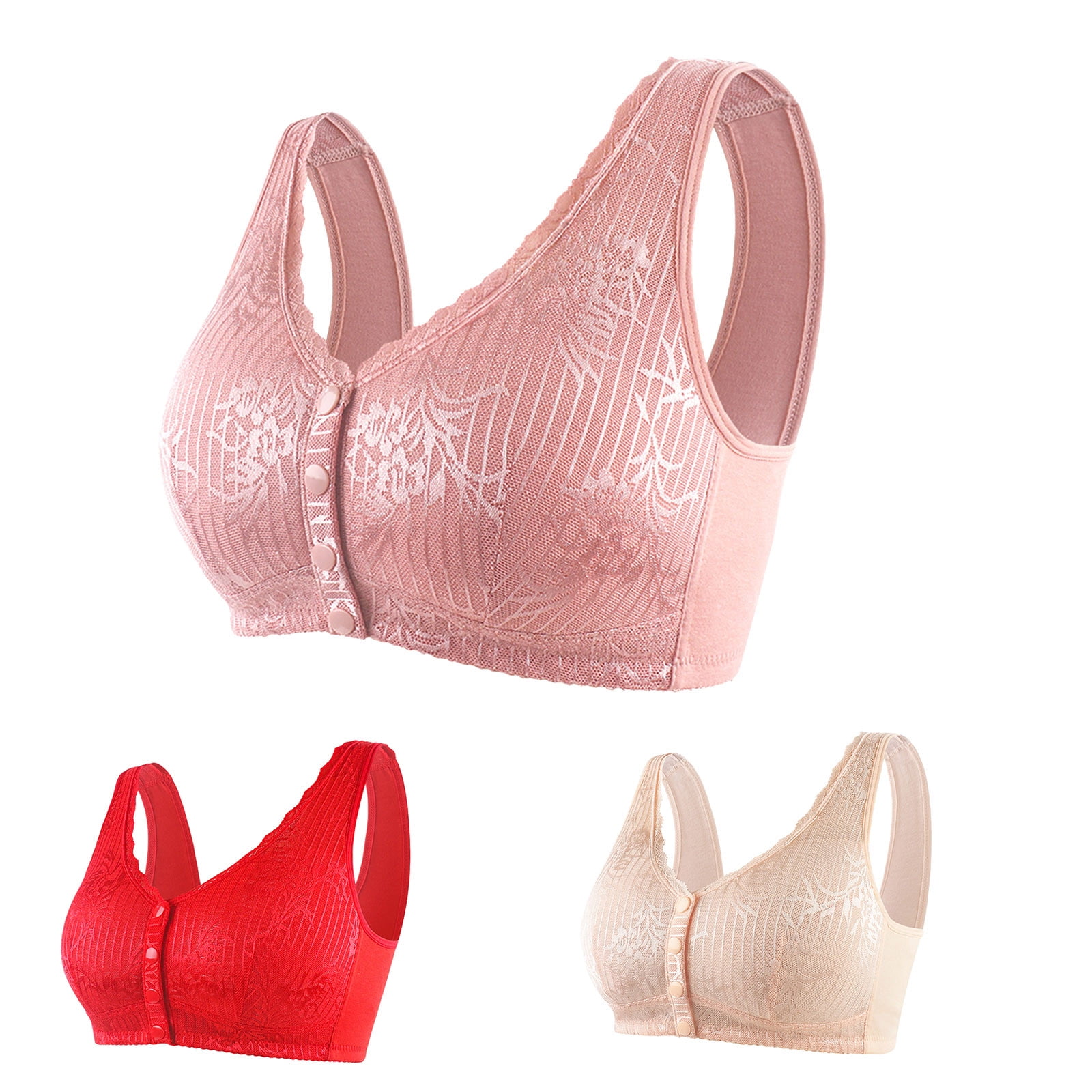 Munlar Womens Bras Front Closure Push Up No Wire Plus Size Comfortable
