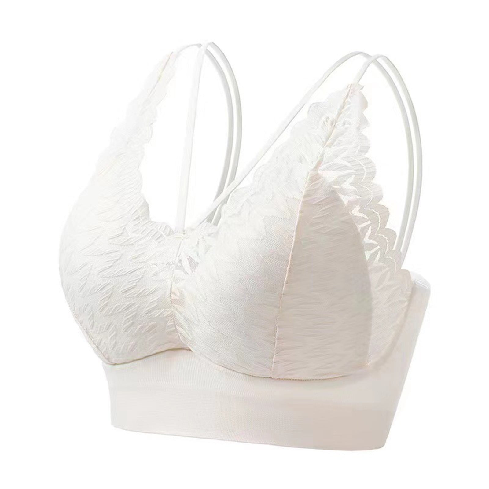 Munlar Womens Bras White No Wire Push Up Plus Size Lace Full Figure ...