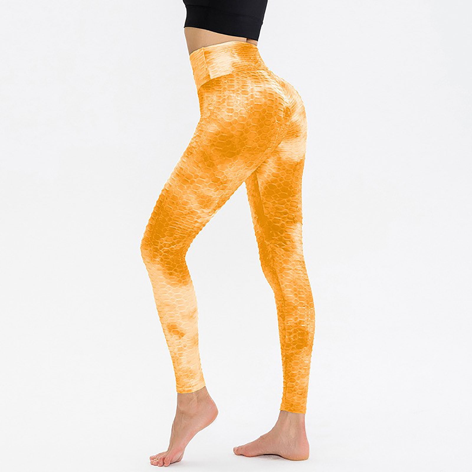 Munlar Womens Yoga Pants High Waist Slim Fit Orange Leggings Stretchy ...