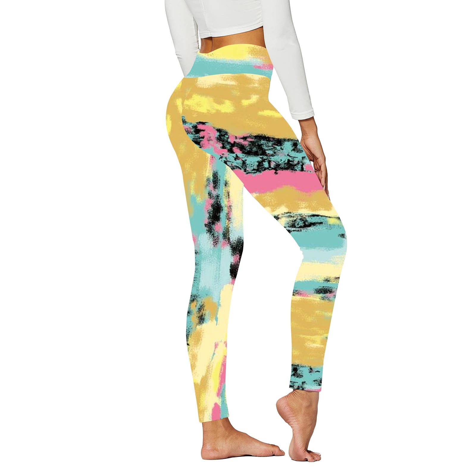 Munlar Womens Yoga Pants Slim Fit High Waist Green Leggings Tie-Dyed ...