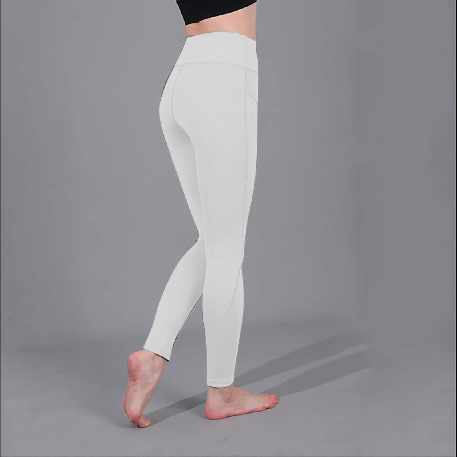 Munlar Womens Yoga Pants White High Waist Slim Fit Leggings Stretchy ...