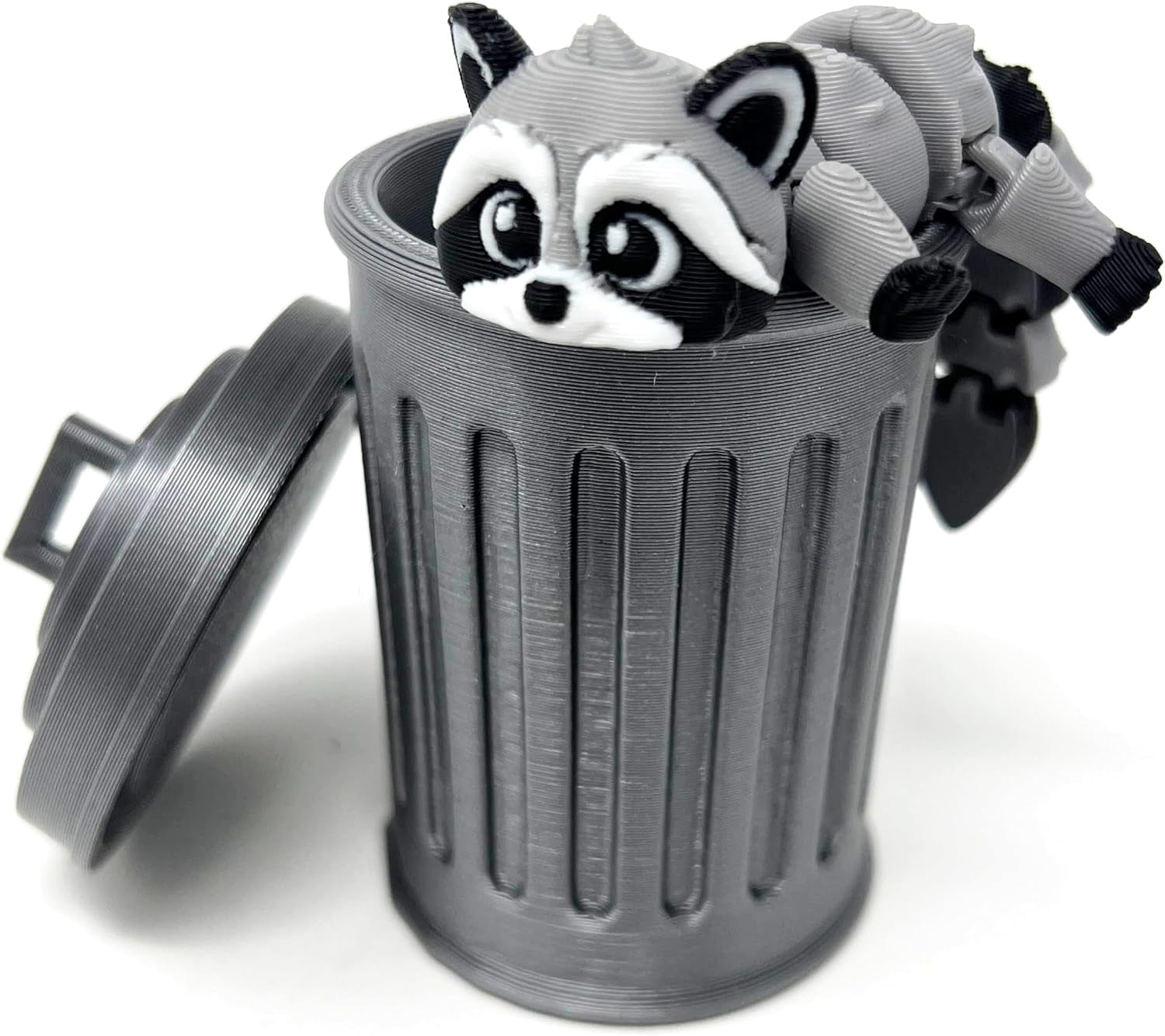 Munnygrubbers - Articulating Fidget Racoon with Trashcan - 3D Printed ...