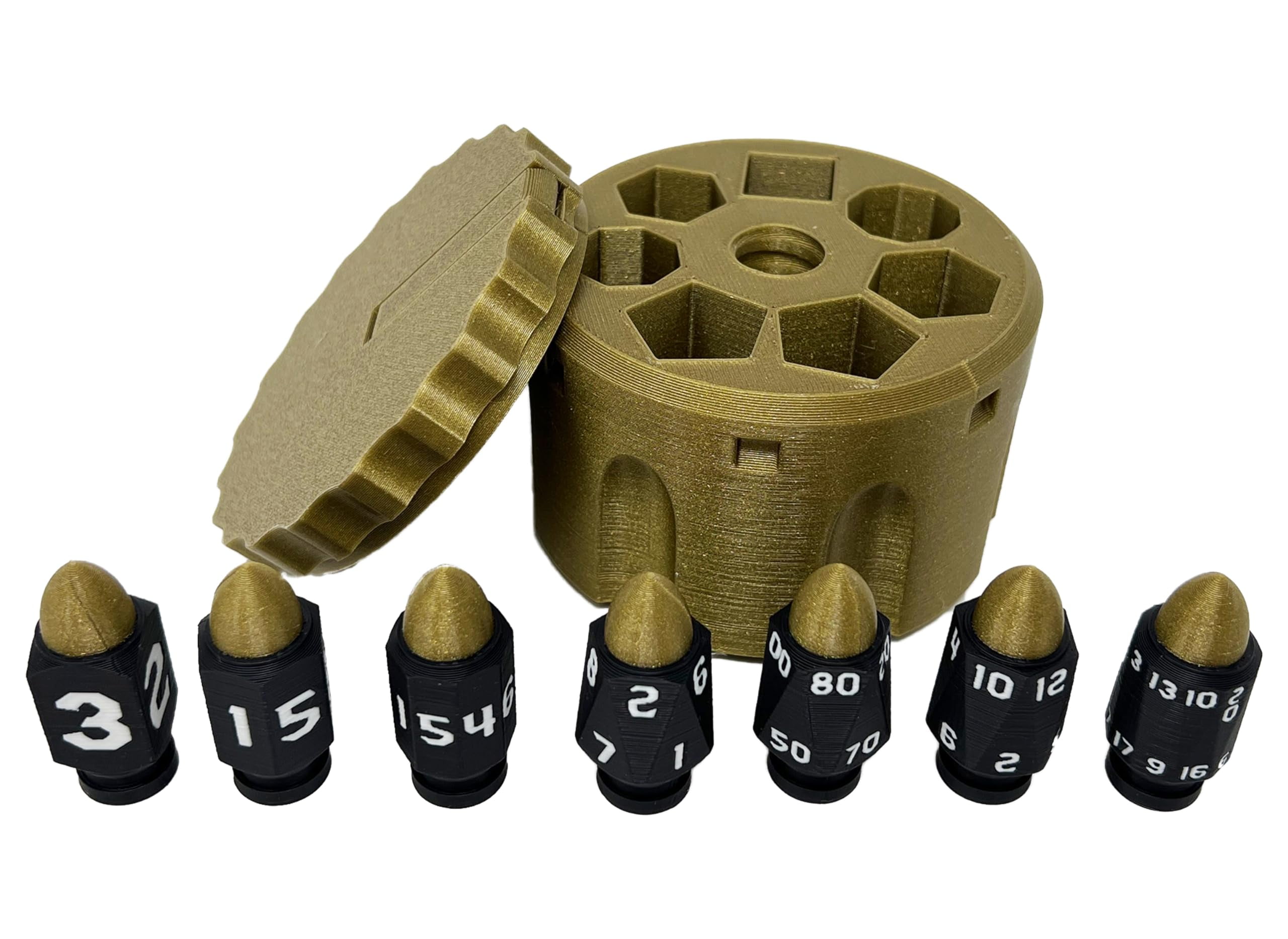 Munnygrubbers - Plastic Bullet Dice 7 Pc D20 Set with Spinning Revolver ...