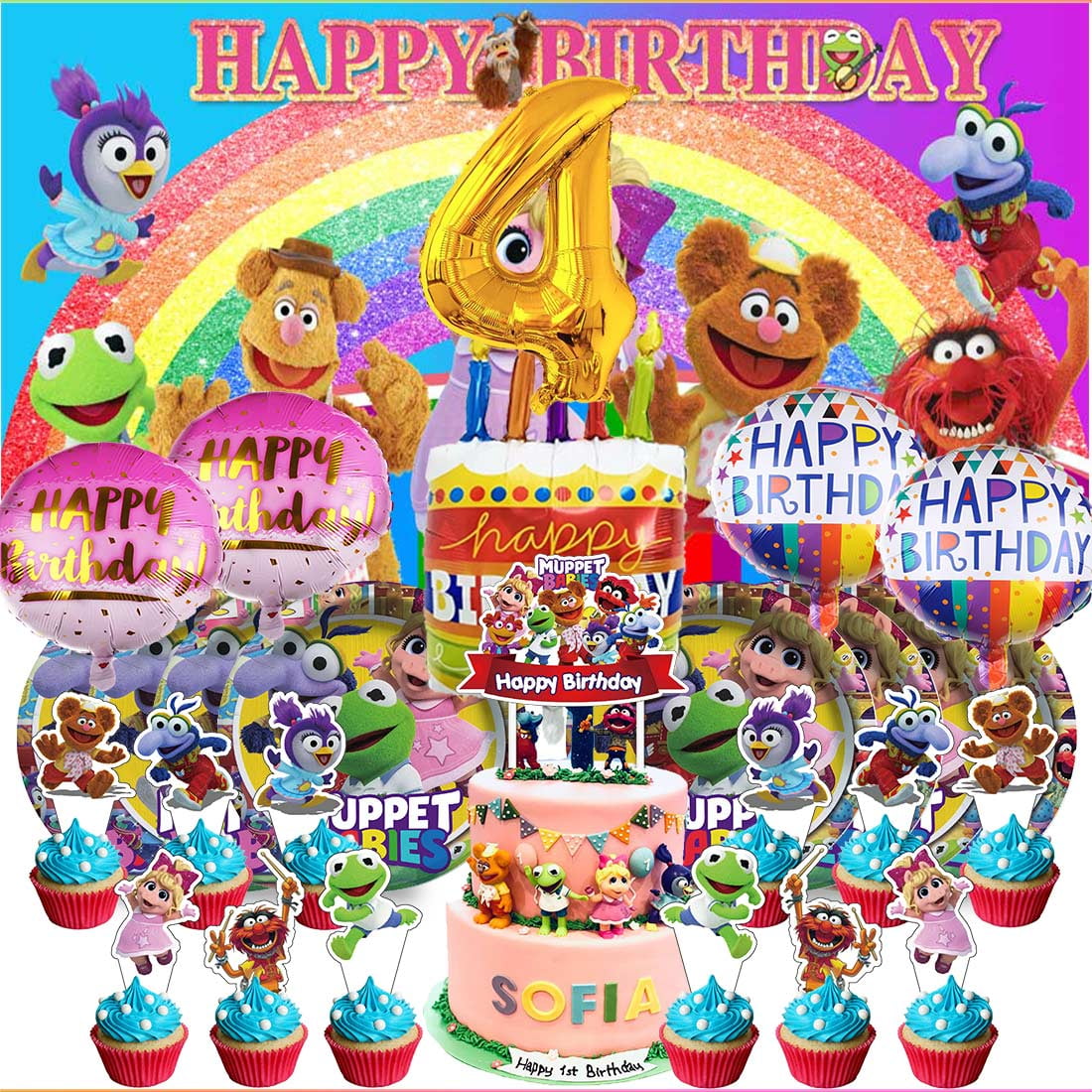 Muppet Babies 4th Tableware Balloons Cake Toppers Backdrop Banner ...