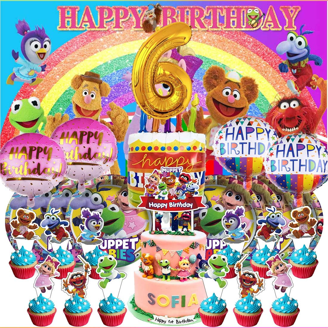 Muppet Babies 6th Tableware Balloons Cake Toppers Backdrop Banner ...