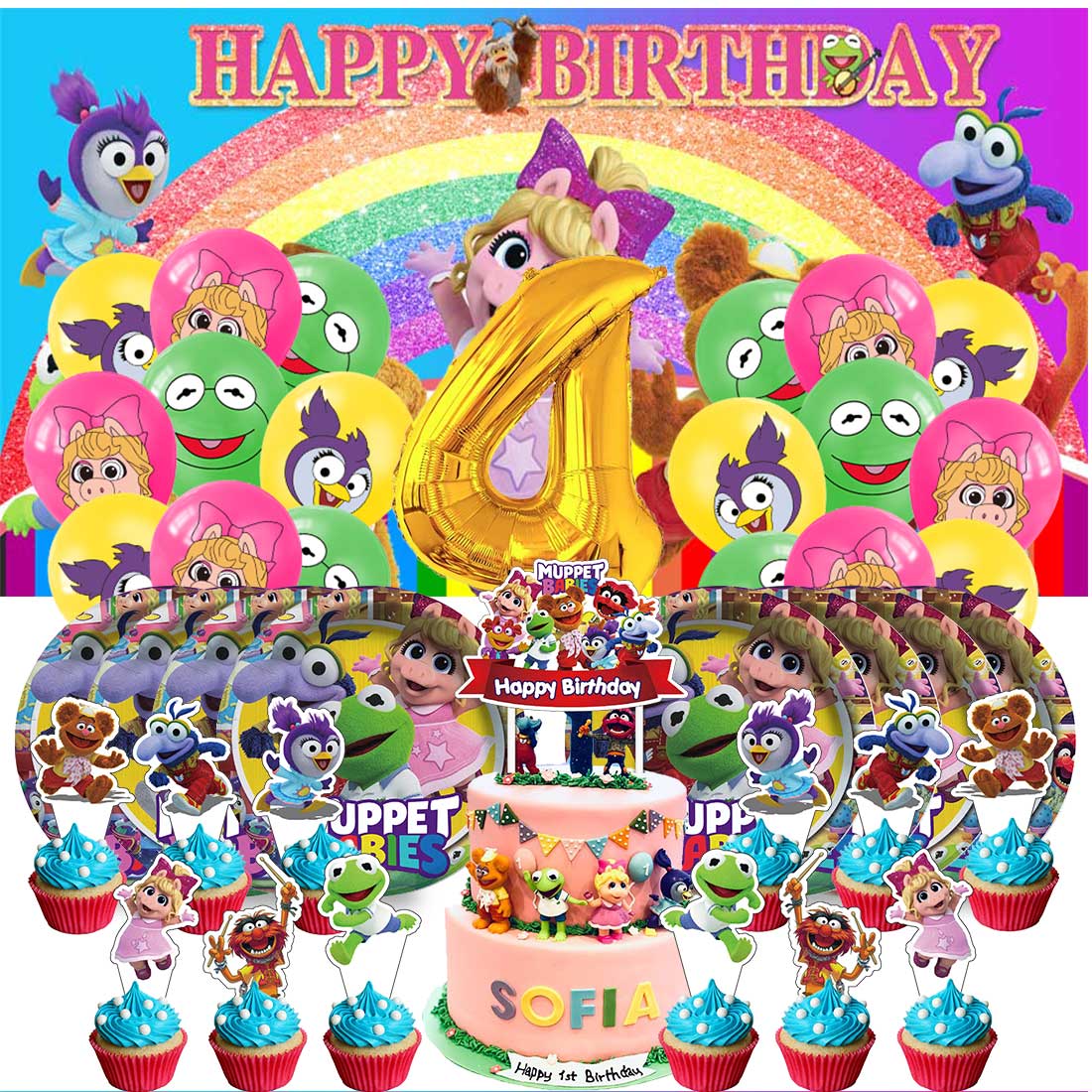 Muppet Babies Balloons Party Supplies 4th Decor Tableware Birthday Cake ...