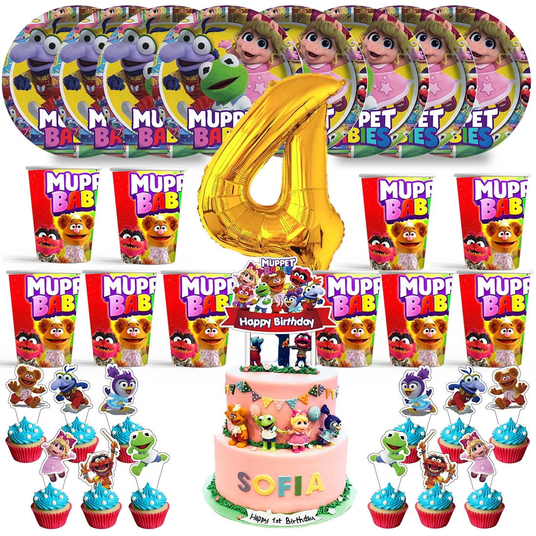 Muppet Babies Birthday 4th Cups Party Supplies Plates Fans Decorations ...