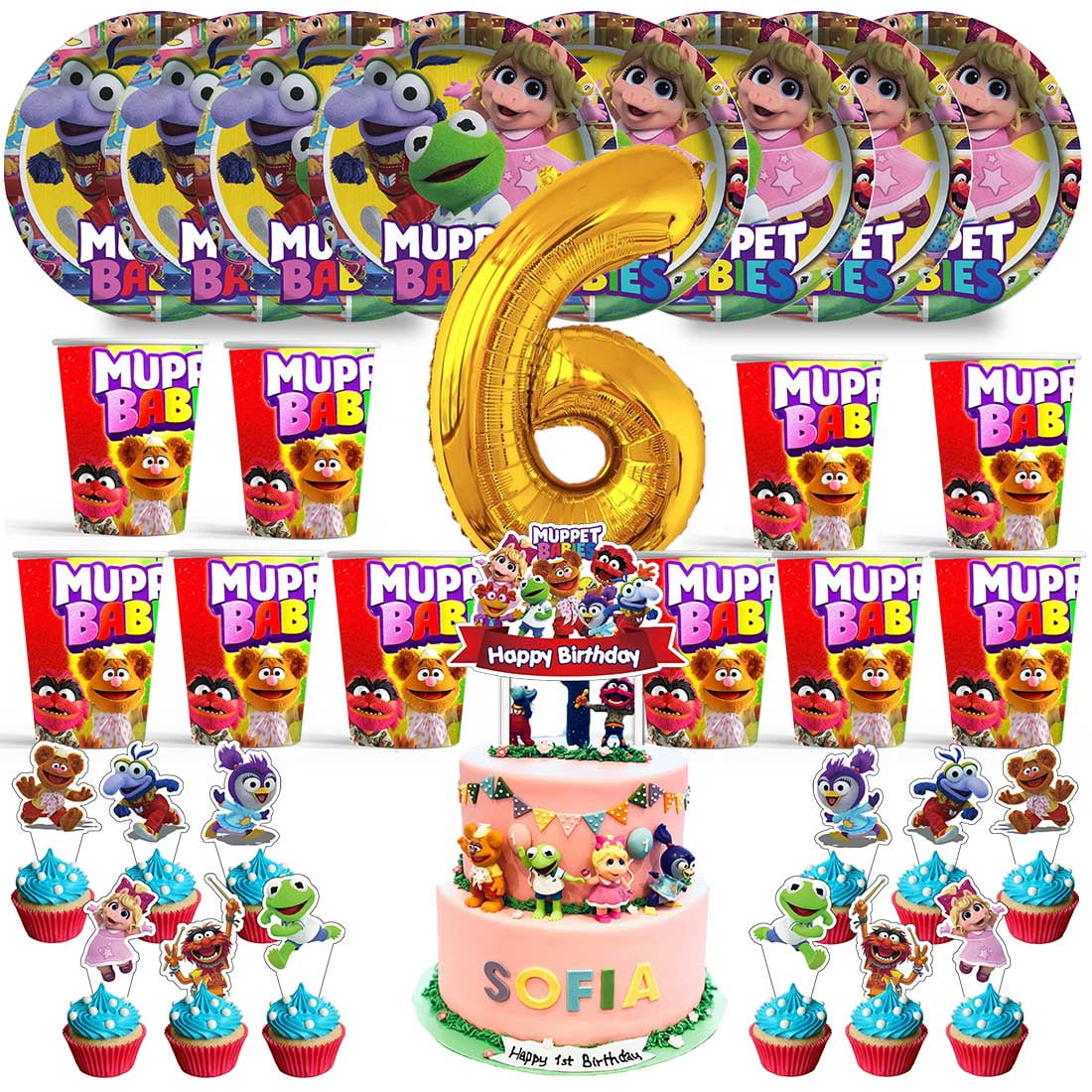 Muppet Babies Birthday 6th Cups Party Supplies Plates Fans Decorations ...