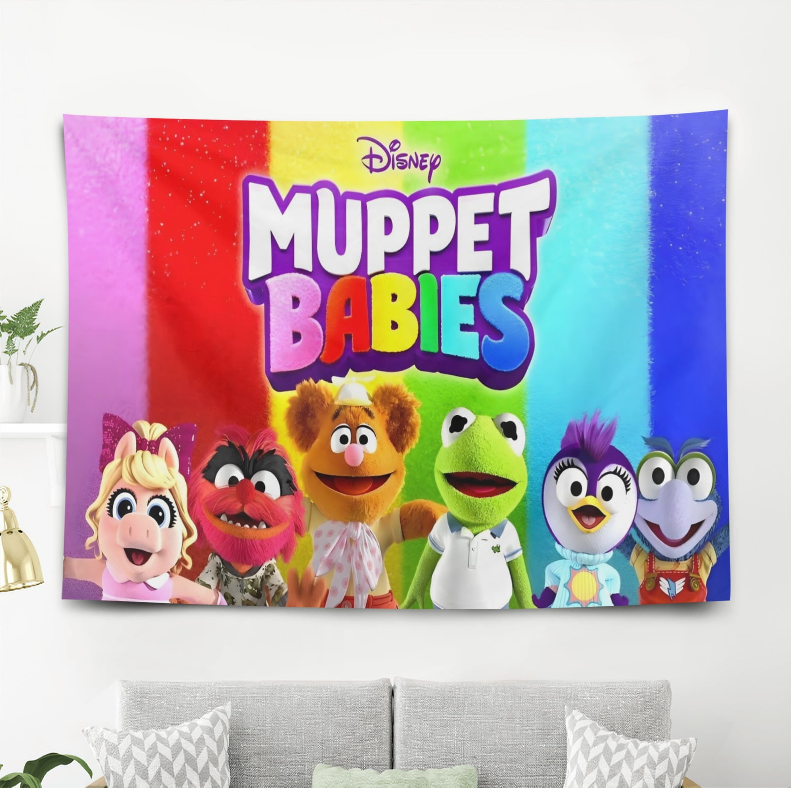 Muppet Babies Pattern Wall Hanging 50*60 Inches High-Quality Peach Skin ...