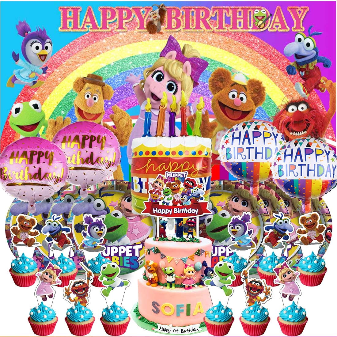 Muppet Babies Supplies Plates Decoration Backdrop Banner Birthday Decor ...