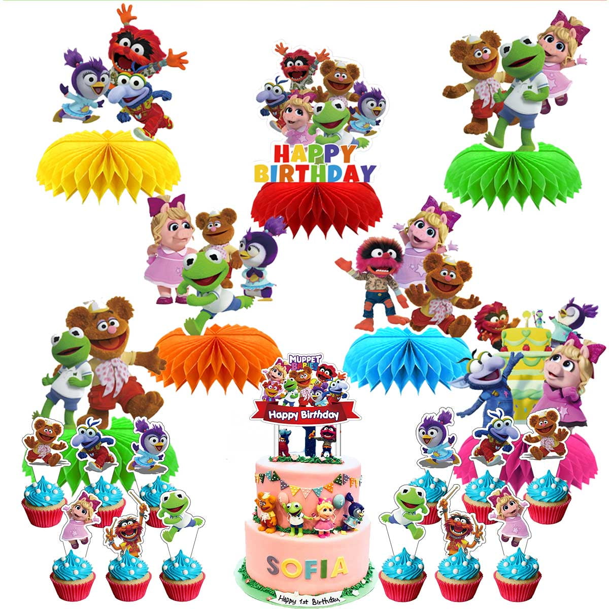 Muppet Babies Table Toppers Honeycomb Centerpieces Cake Toppers ...
