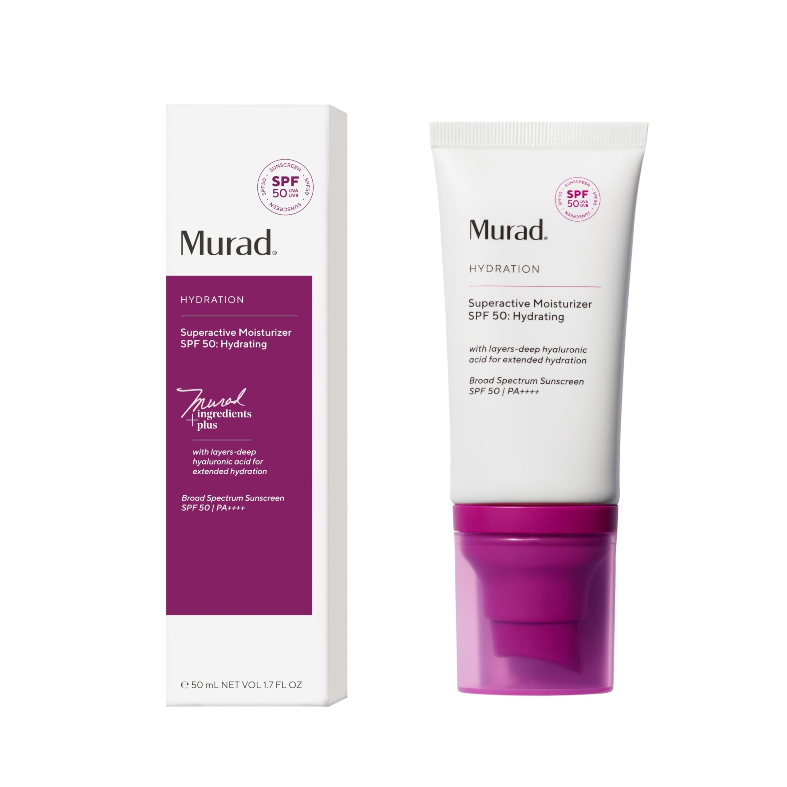 Murad Superactive Hydrating Moisturizer SSF20 SPF 50 - Dewy Hydration ...