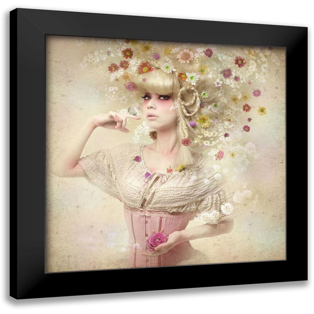 Murakami, Kiyo 20x20 Black Modern Framed Museum Art Print Titled - Girl of the flower garden ...
