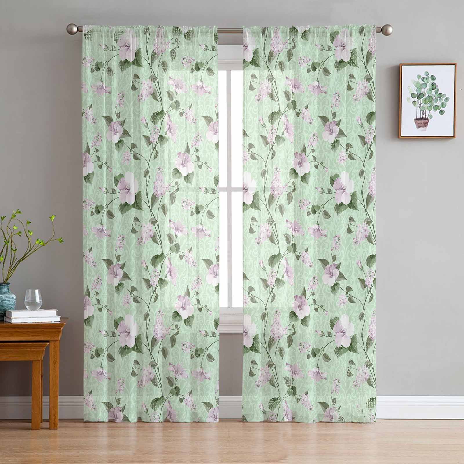 Mural Illustrations Of Camellias Sheer Tulle Home ration Living Room ...