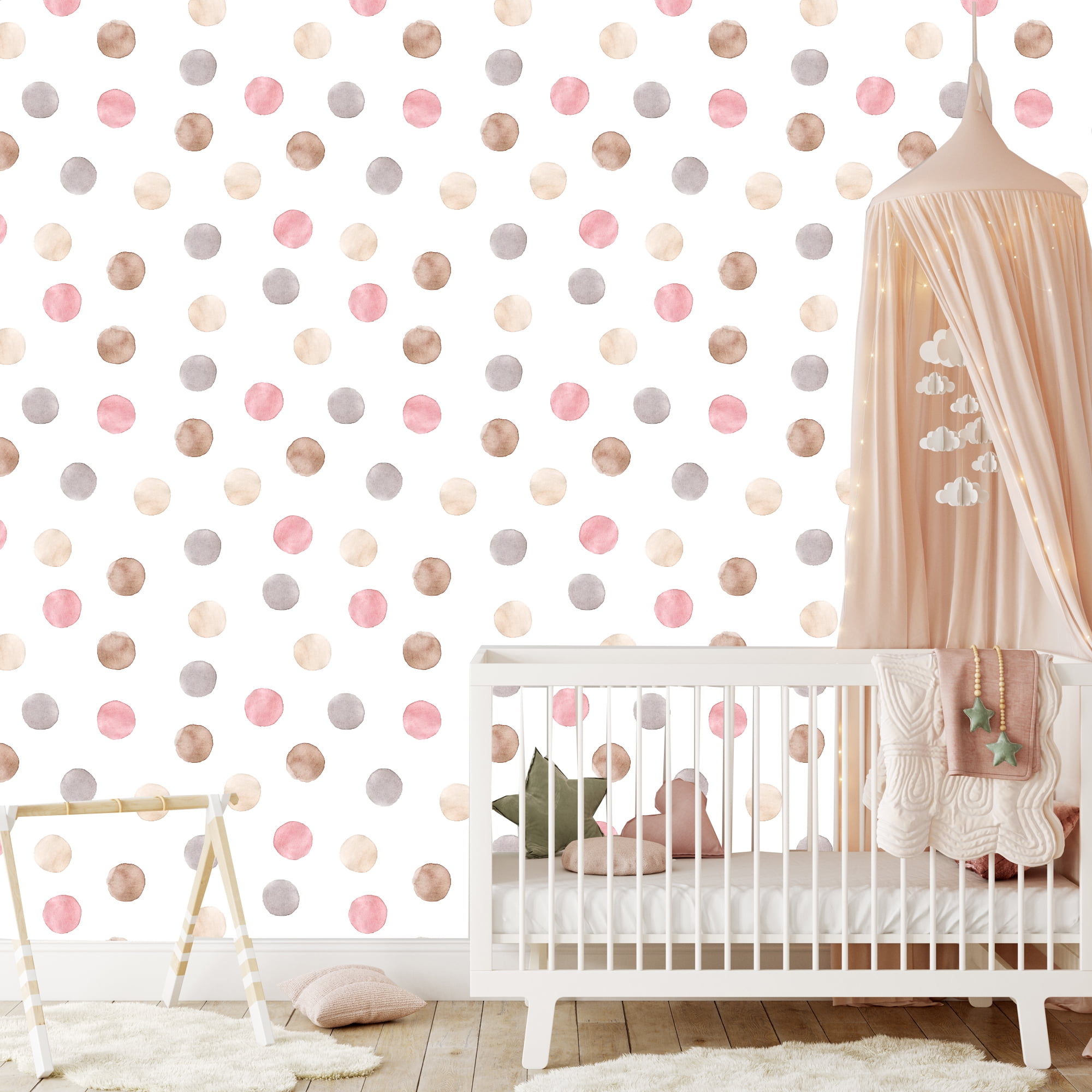 MuralsPrint Circle Dots Baby Room Peel and Stick Wallpaper, Eco ...