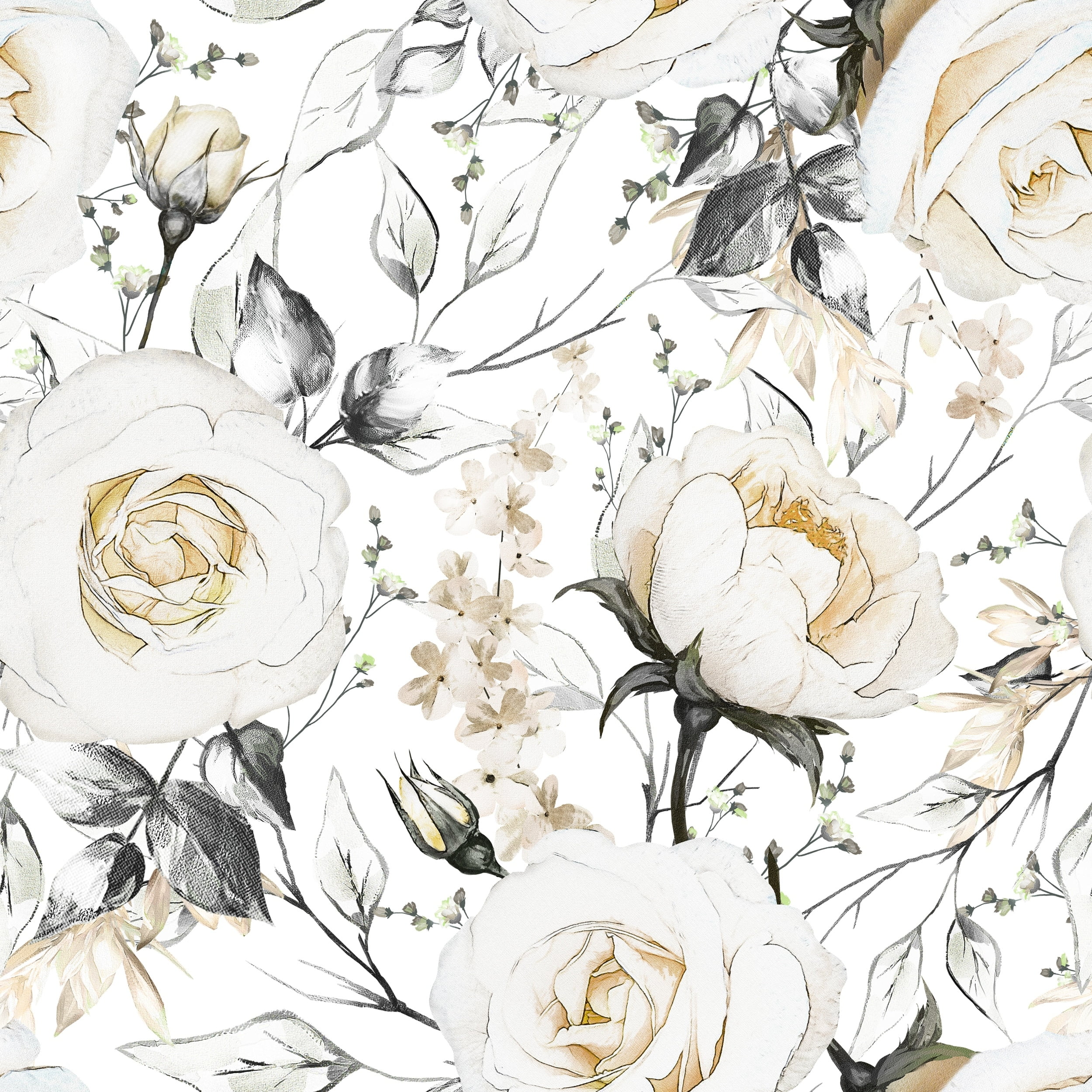 MuralsPrint Oil Painted Roses Peel and Stick Vinyl Wallpaper - 24 ...