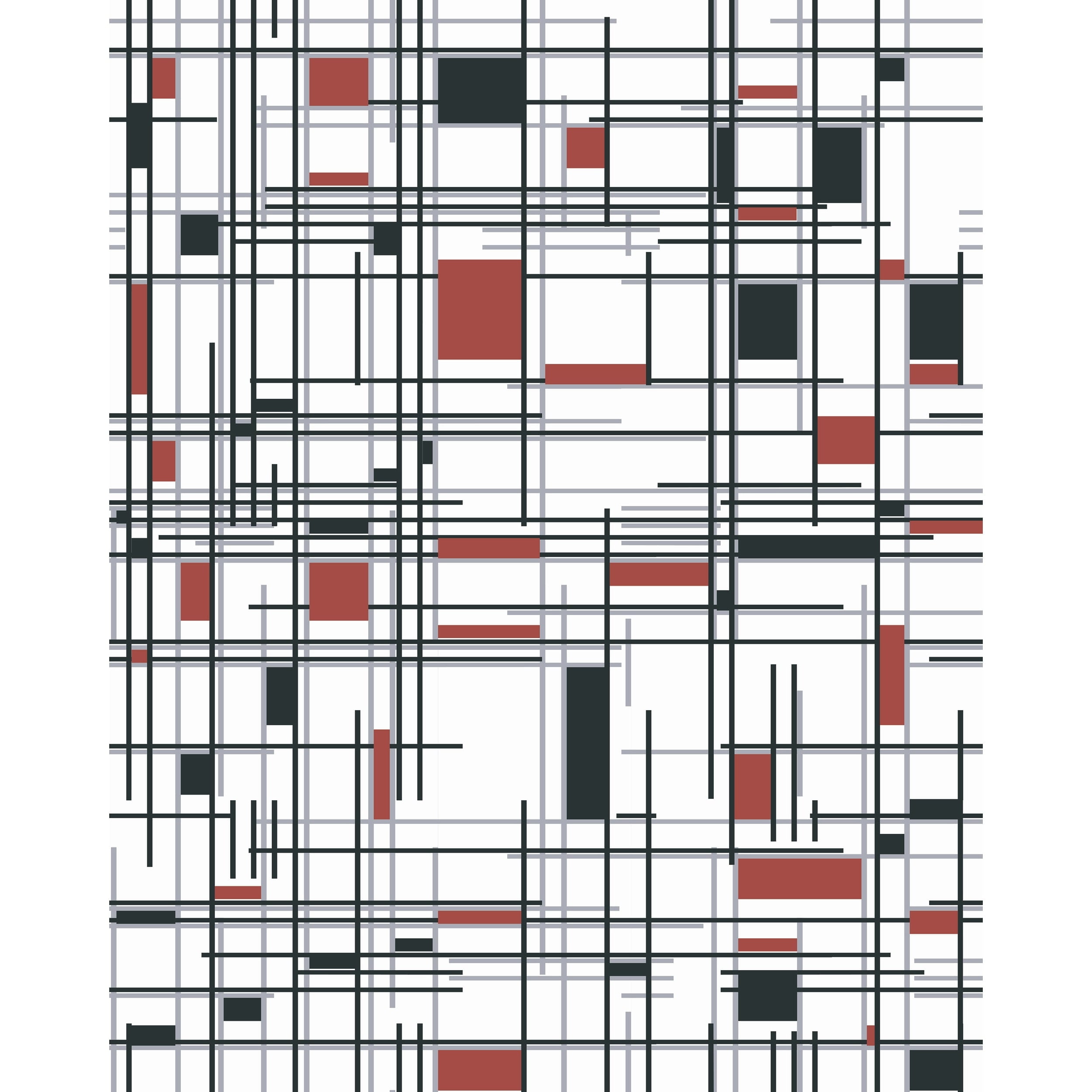 MuralsPrint Red and Black Removable Wallpaper Modern Geometrical - 24 ...