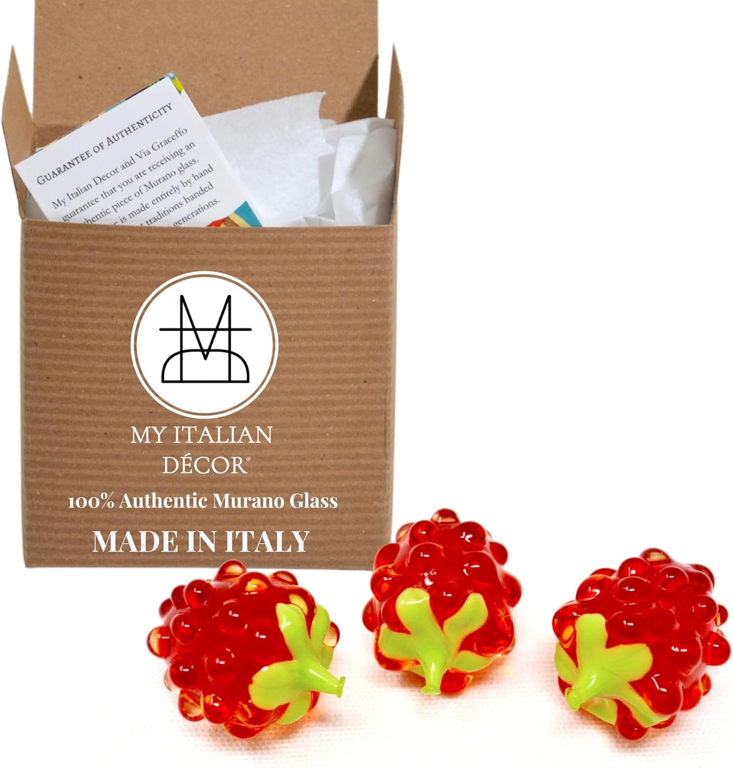 Murano Glass Raspberry Figurines, 3 PCS, Glass Figurines & ative Glass ...