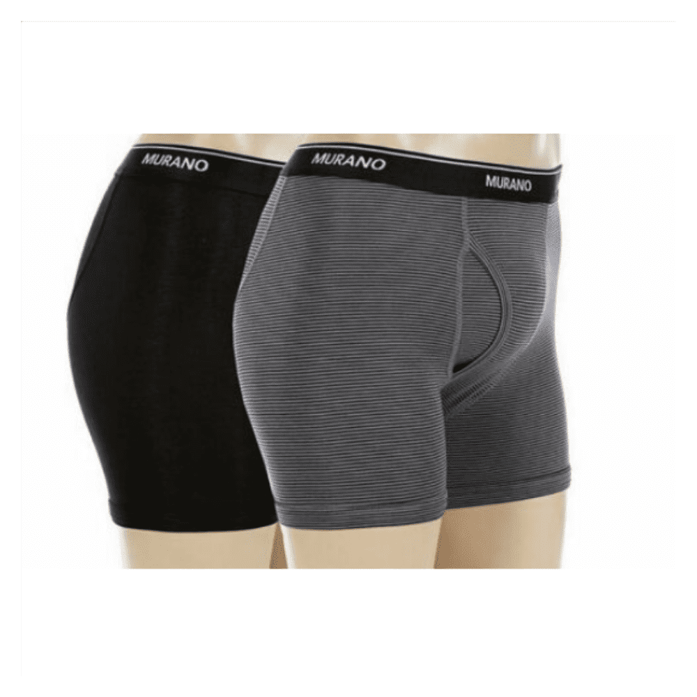 Murano Men's 2 Pairs Boxer Brief, Comfort Stretch, BlackandStripped ...