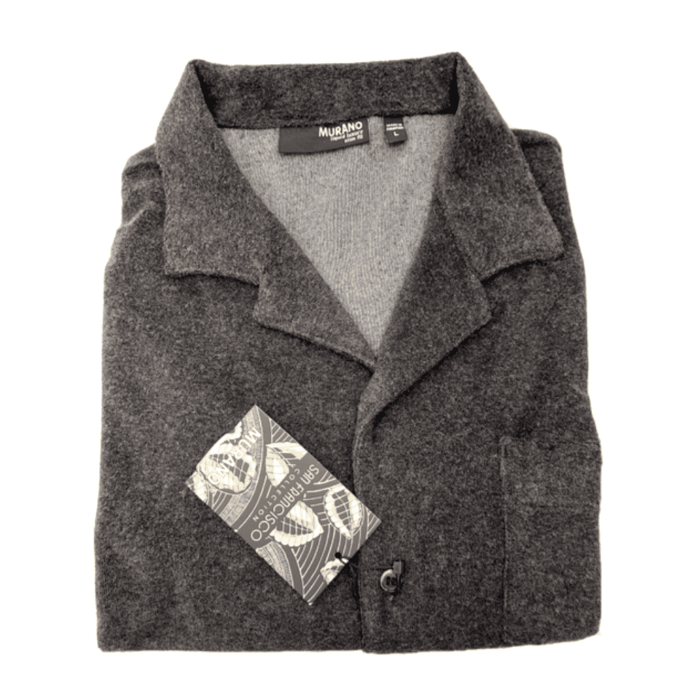 Murano Men's Slim Fit S/S Solid Full Button Polo Shirt Cotton-Nylon DK ...