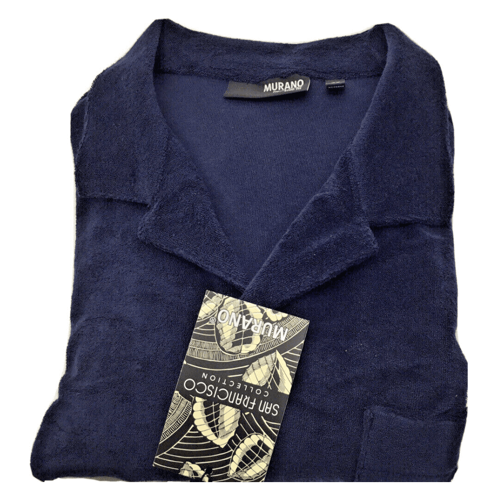 Murano Men's Slim Fit S/S Solid Full Button Polo Shirt Cotton-Nylon DK ...