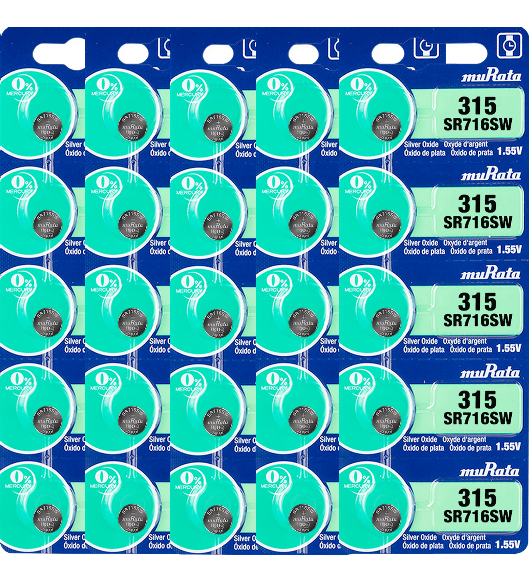Murata 315 SR716SW Battery 1.55V Silver Oxide Watch Button Cell ...