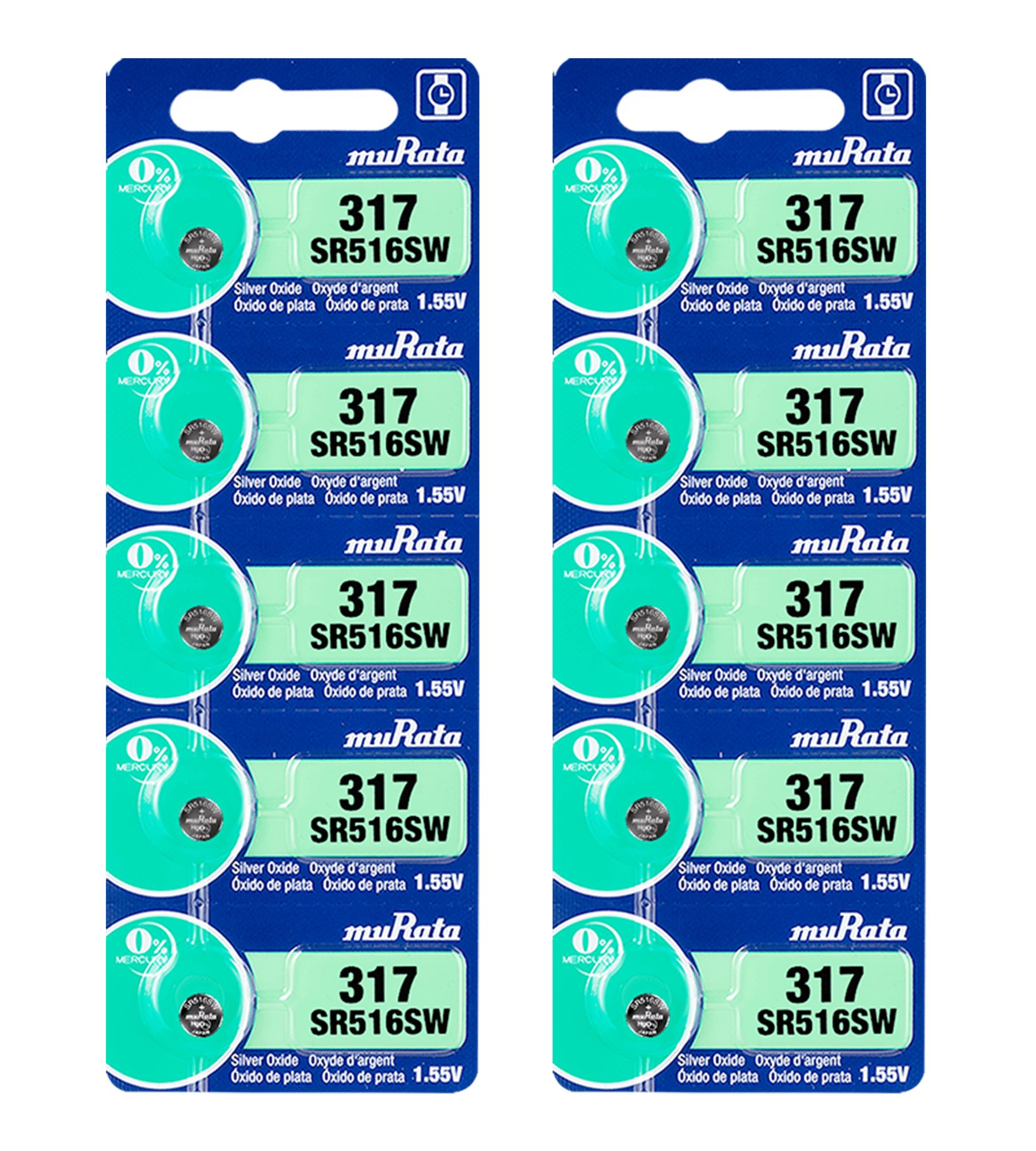 Murata 317 SR516SW Battery 1.55V Silver Oxide Watch Button Cell ...