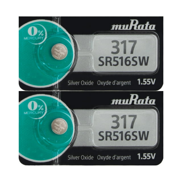 Murata 317 SR516SW Watch Batteries Button Cell, 2 Pcs - Walmart.com