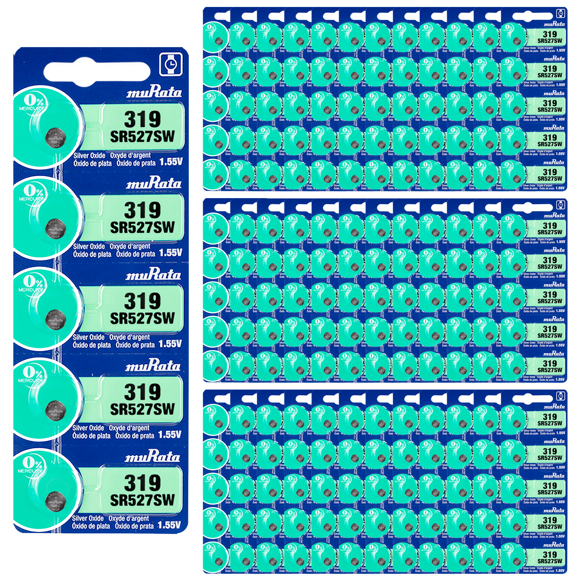 Murata 319 SR527SW Battery 1.55V Silver Oxide Watch Button Cell ...