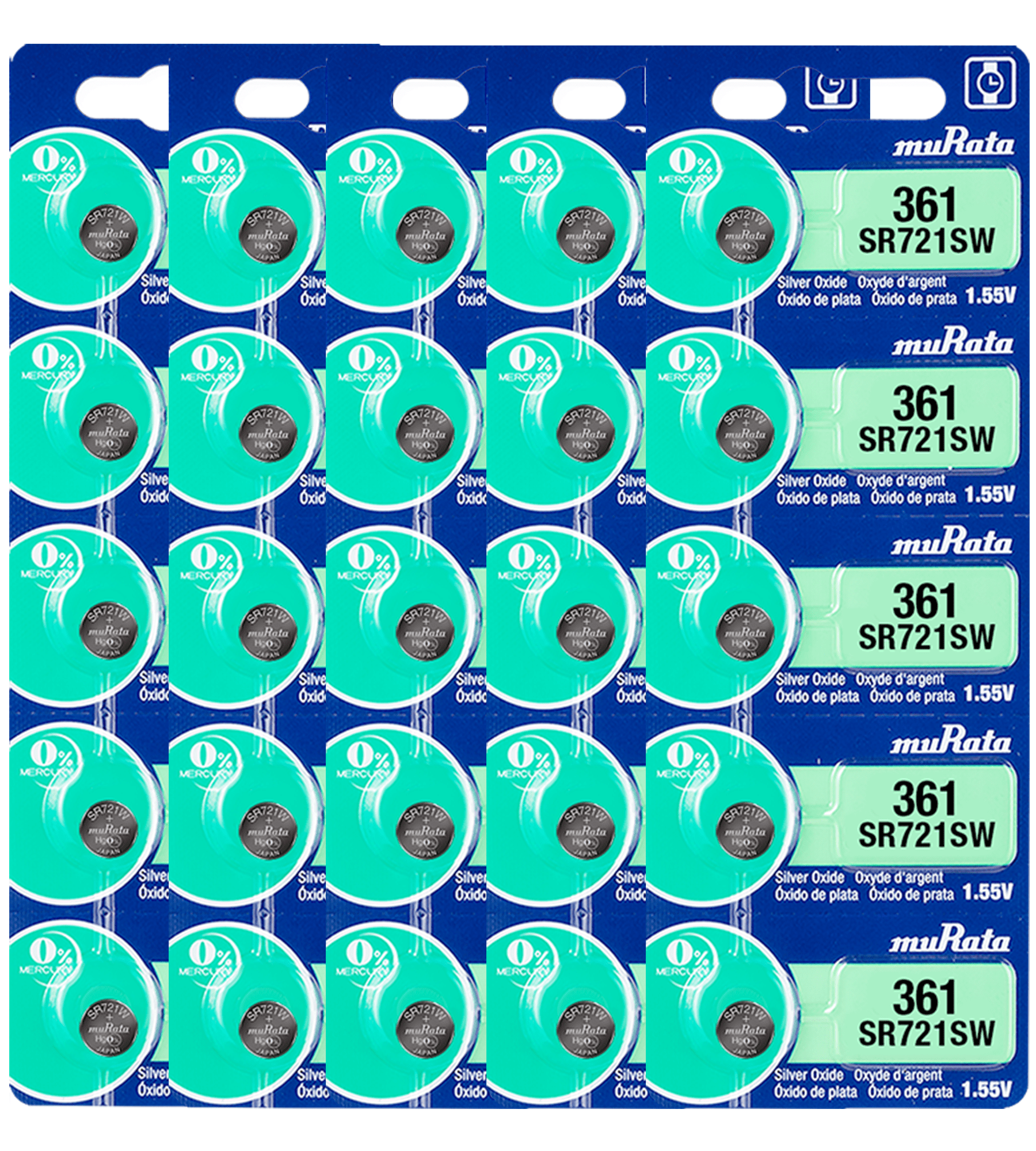 Murata 361 SR721W Battery 1.55V Silver Oxide Watch Button Cell ...