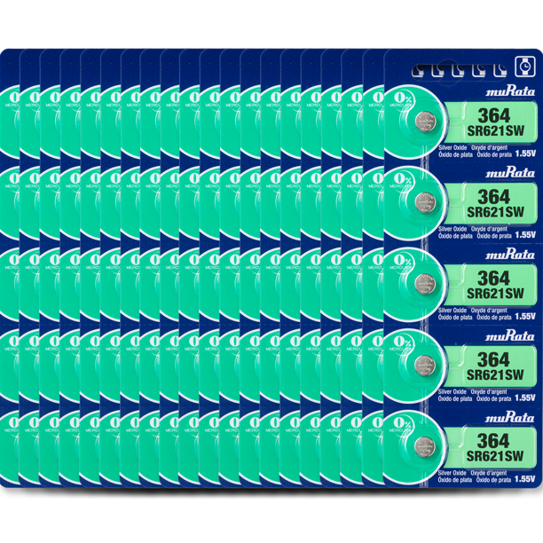 Murata 364 SR621SW Battery 1.55V Silver Oxide Watch Button Cell ...
