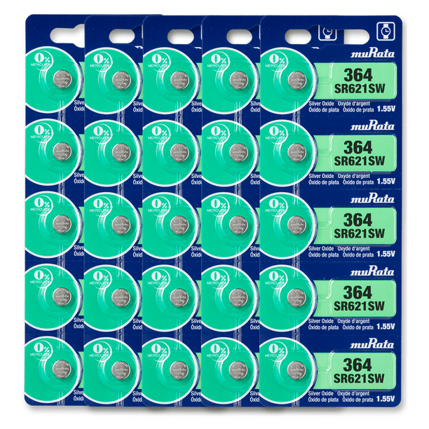 Murata 364 SR621SW Battery 1.55V Silver Oxide Watch Button Cell ...