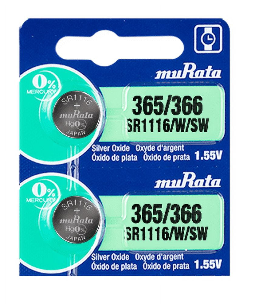 Murata 365/366 Battery 1.55V Silver Oxide Watch Button Cell (2 ...