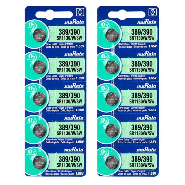 Murata 389/390 SR1130/W/SW Battery 1.55V Silver Oxide Watch Button Cell ...