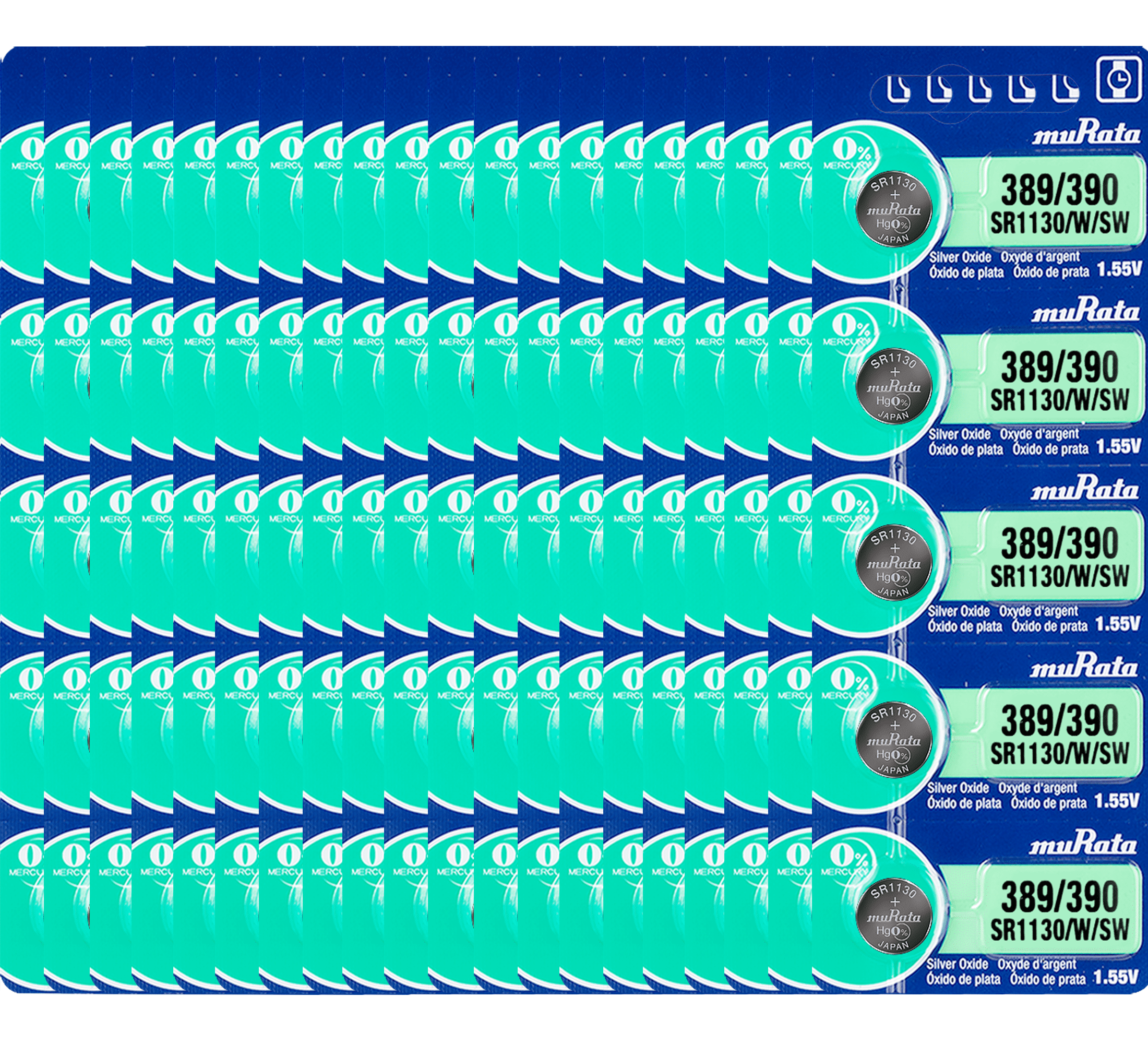 Murata 389/390 SR1130/W/SW Battery 1.55V Silver Oxide Watch Button Cell ...