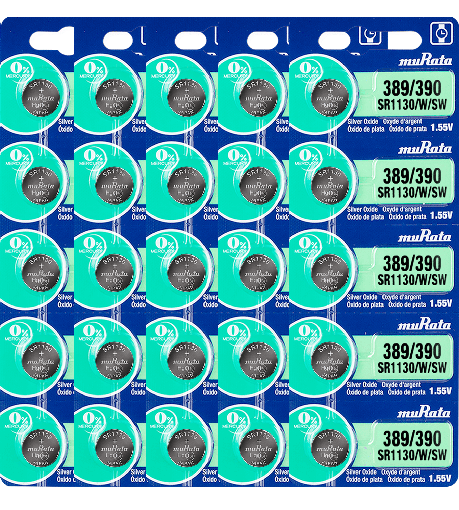 Murata 389/390 SR1130/W/SW Battery 1.55V Silver Oxide Watch Button Cell ...