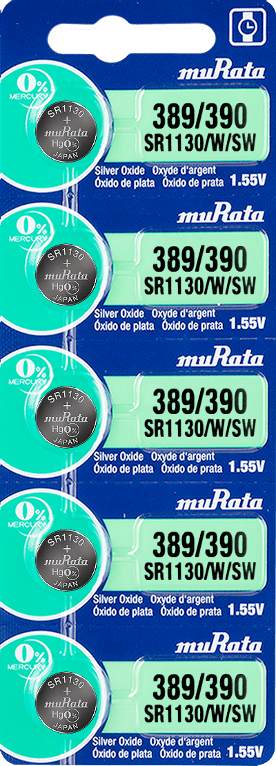Murata 389/390 SR1130/W/SW Battery 1.55V Silver Oxide Watch Button Cell ...