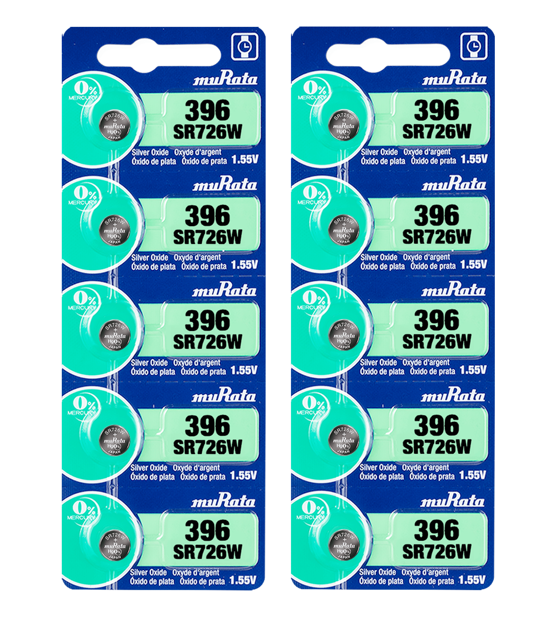 Murata 396 SR726W Battery 1.55V Silver Oxide Watch Button Cell ...