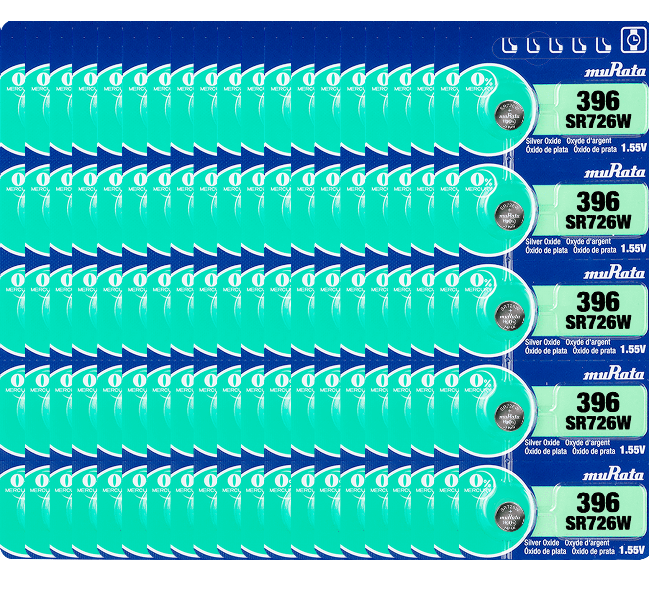 Murata 396 SR726W Battery 1.55V Silver Oxide Watch Button Cell ...