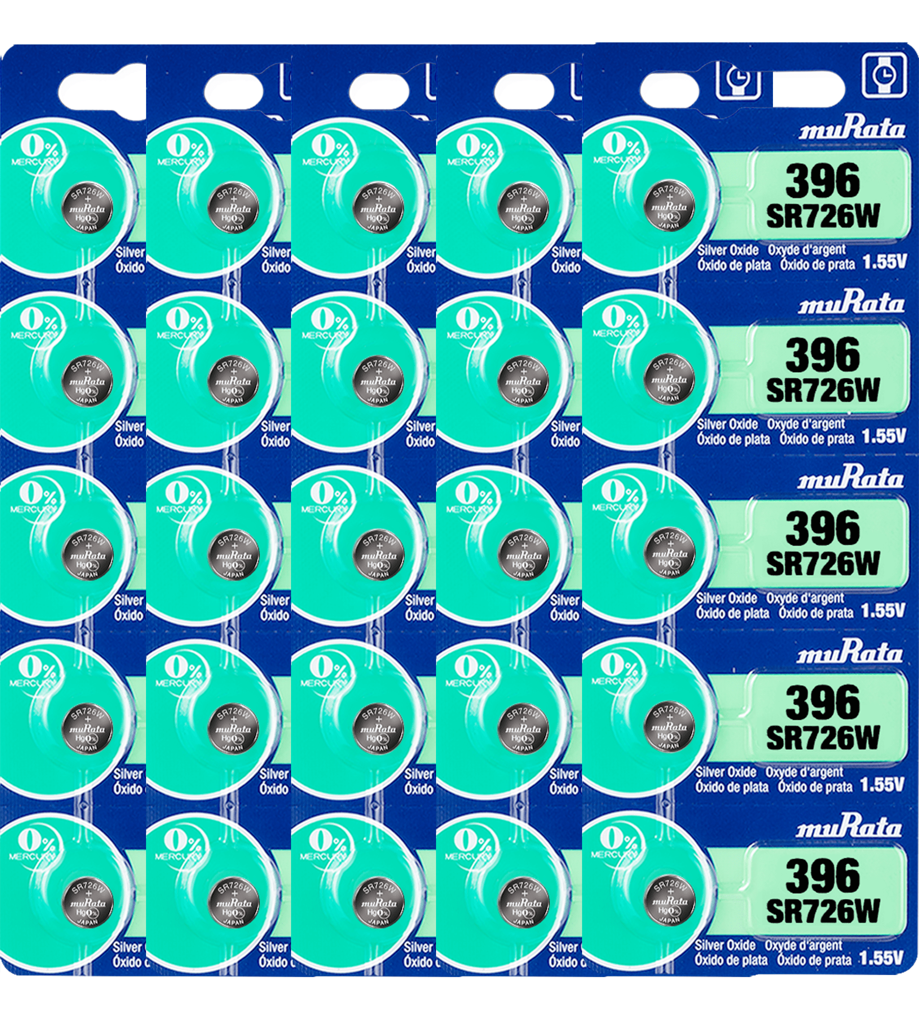 Murata 396 SR726W Battery 1.55V Silver Oxide Watch Button Cell ...