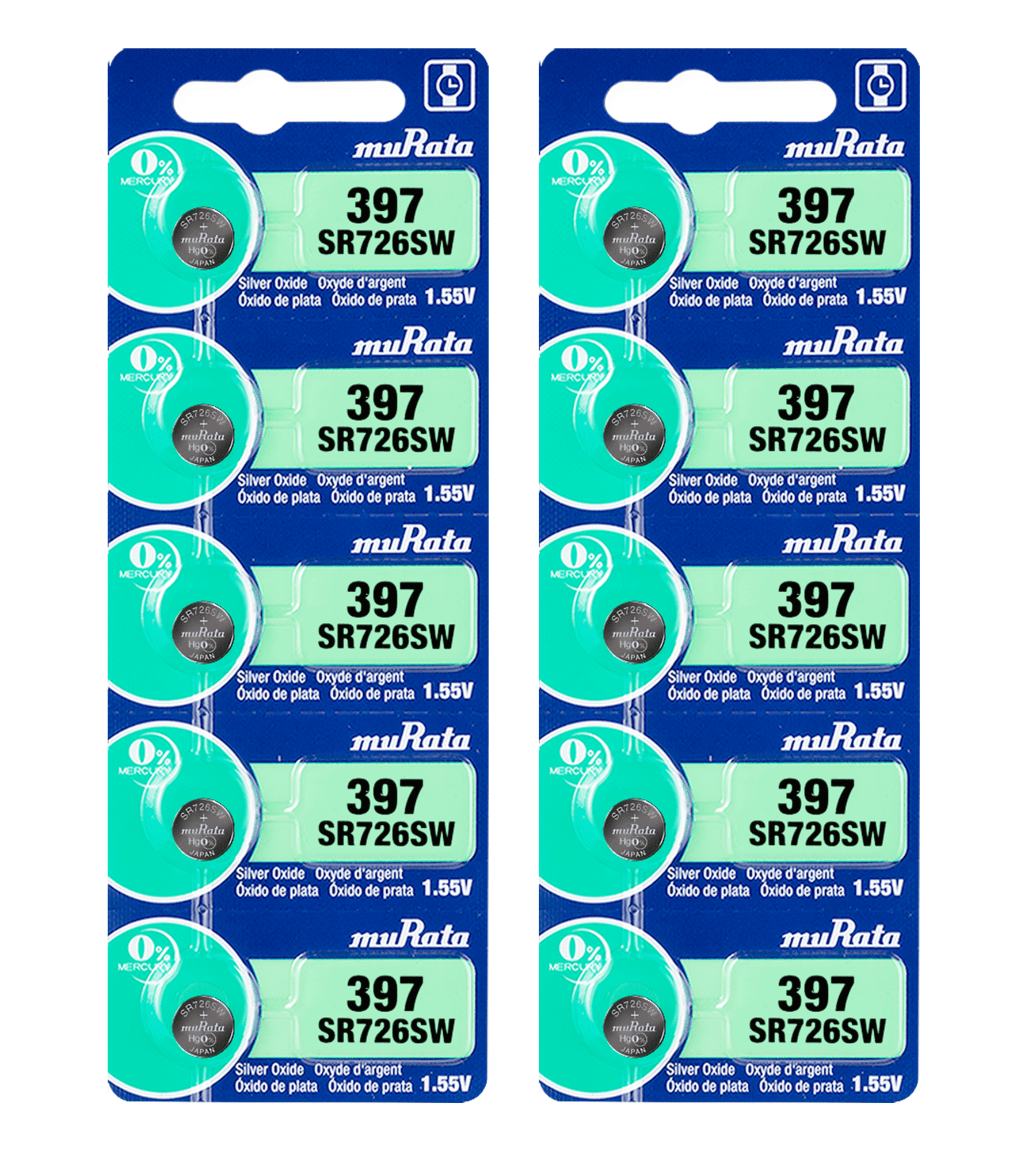 Murata 397 SR726SW Battery 1.55V Silver Oxide Watch Button Cell ...